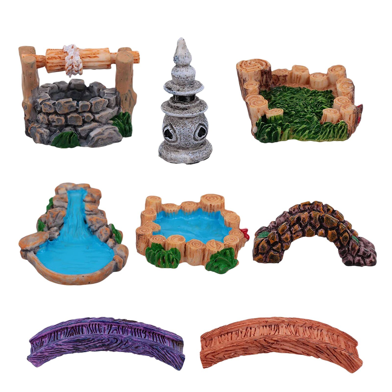 8Pcs Mini Water Goed Brug Beeldjes Miniatuur Craft... – Vicedeal