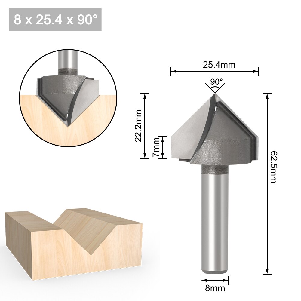 1pc 8mm Shank 90 Degree V Groove Template V-Groove... – Grandado