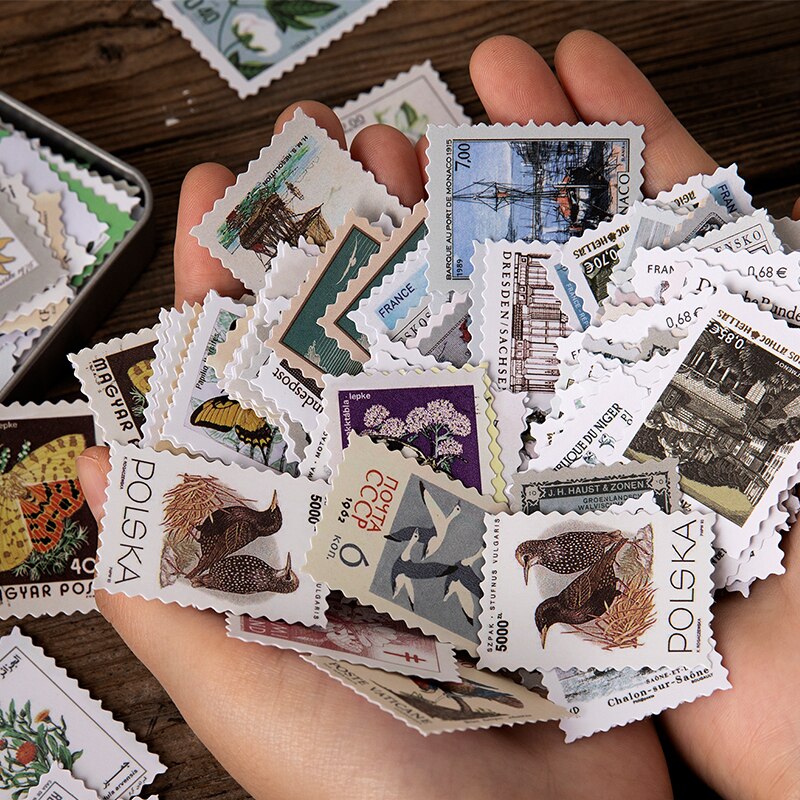 60pcs Vintage poster flower insect stamp paper sti... – Grandado