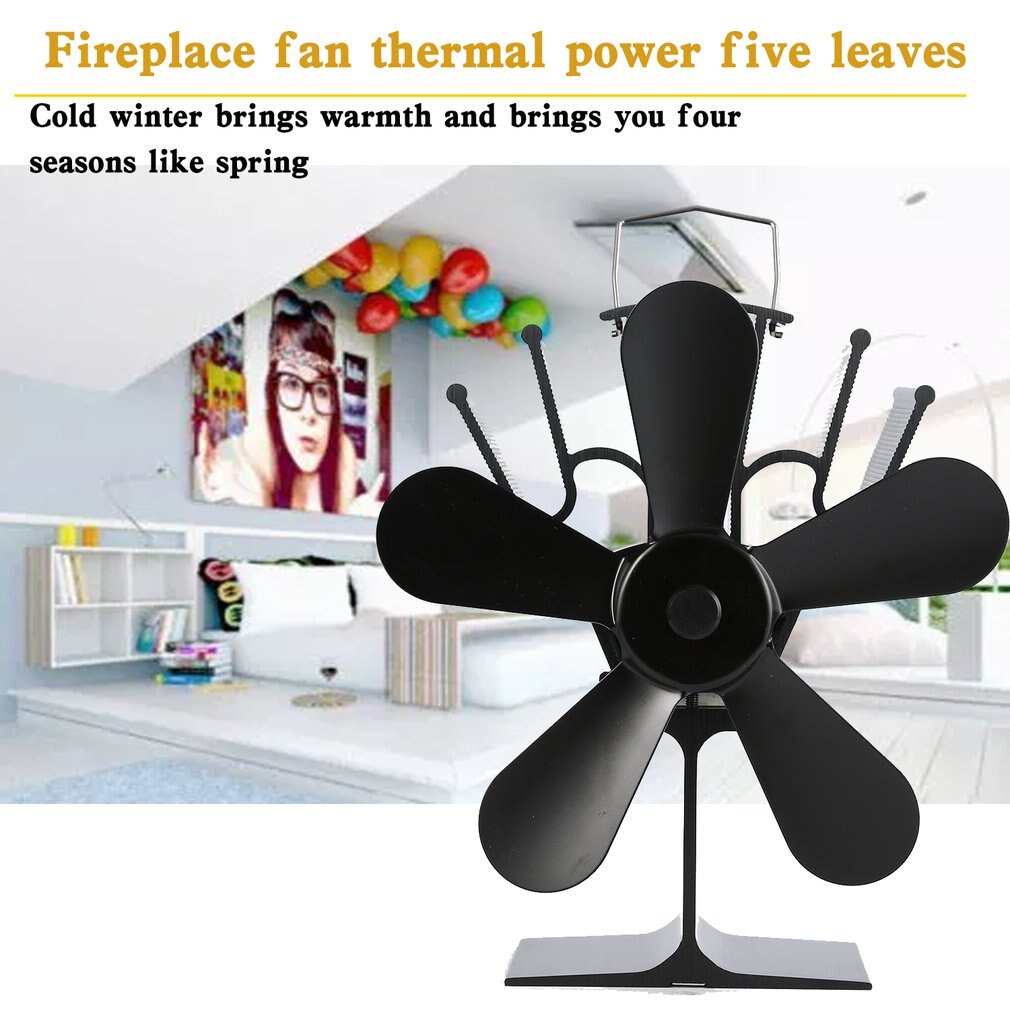 Five-Leaf Thermal Power Fireplace Fan Heat Powered... – Grandado