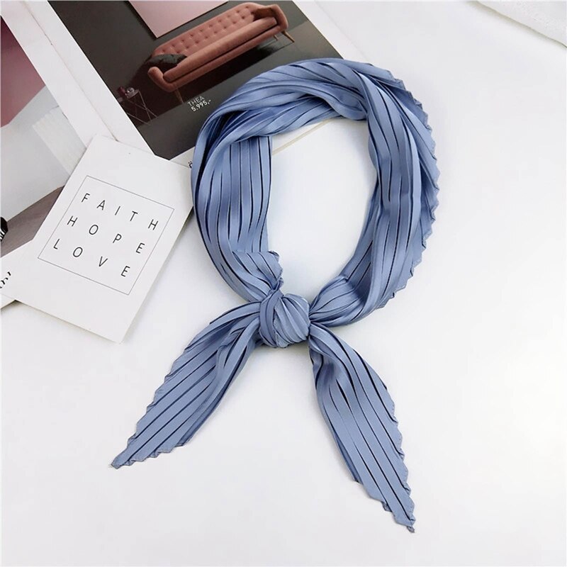 Plain Women Square Silk Scarf Skinny Ribbon Head N... – Grandado