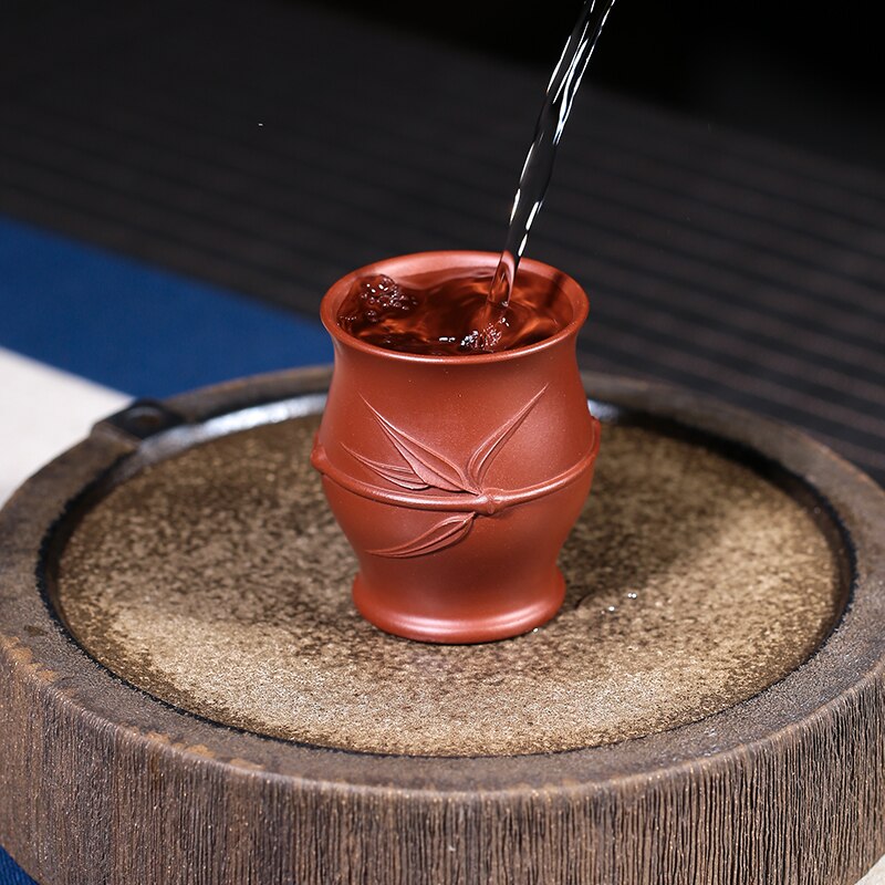 handmade tea cup bamboo relief cup of tea real yix... – Grandado