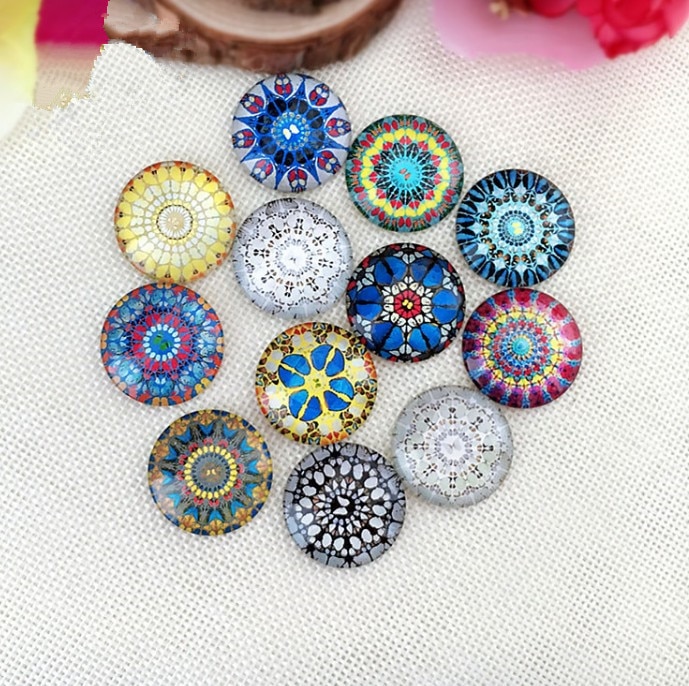 retro mosaic art Glass Cabochons Mosaic Printed Gl... – Grandado