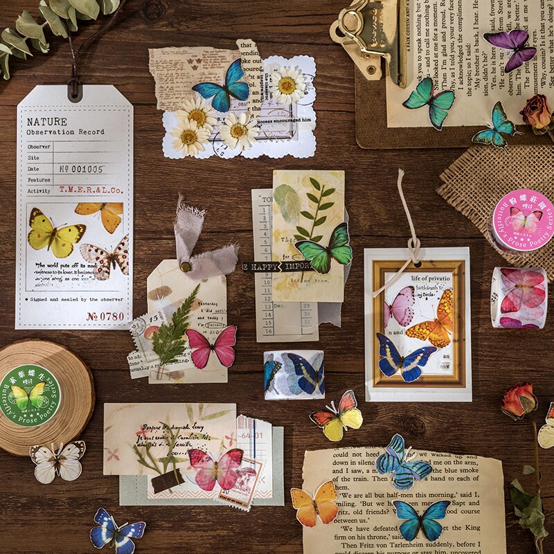 Vintage Butterfly Poem Series Washi Paper Sticker ... – Vicedeal