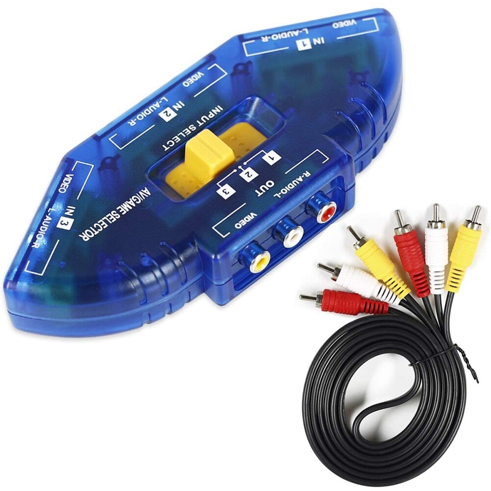 AV Switch Box 3 Way Outlets Converter and RCA Cord... – Vicedeal