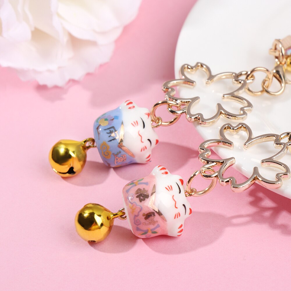 Lucky Cat Bell Sakura Phone Lanyard Anti-lost Keyc... – Grandado