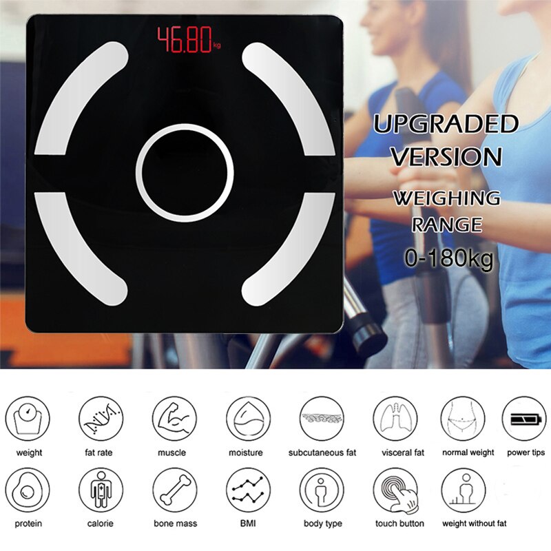 Floor Body Scale Bathroom Scales Bluetooth BMI Fat... – Vicedeal