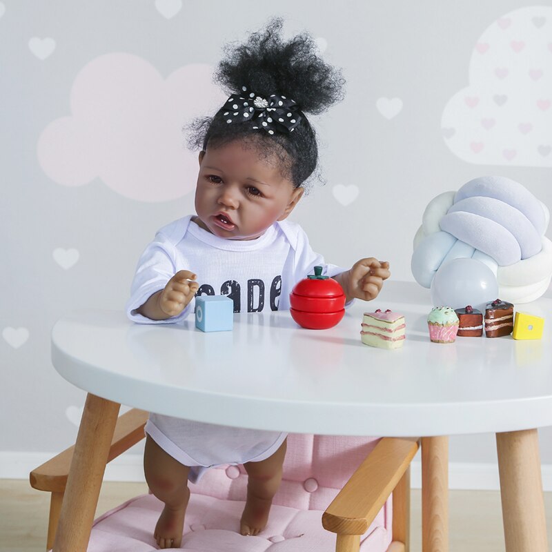 NPK 55cm popular boneca bebe saskia hecho con amor en cubierta negra de ...