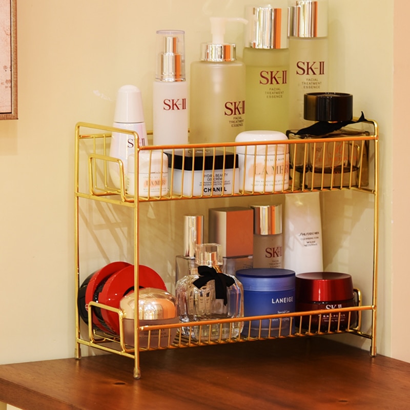2 Layers Metal Cosmetics Storage Rack Bathroom Mak... – Vicedeal