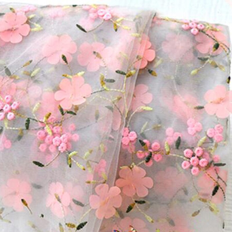 Chiffon Flower Embroidery Fabric 3D Flower Embroid... – Vicedeal