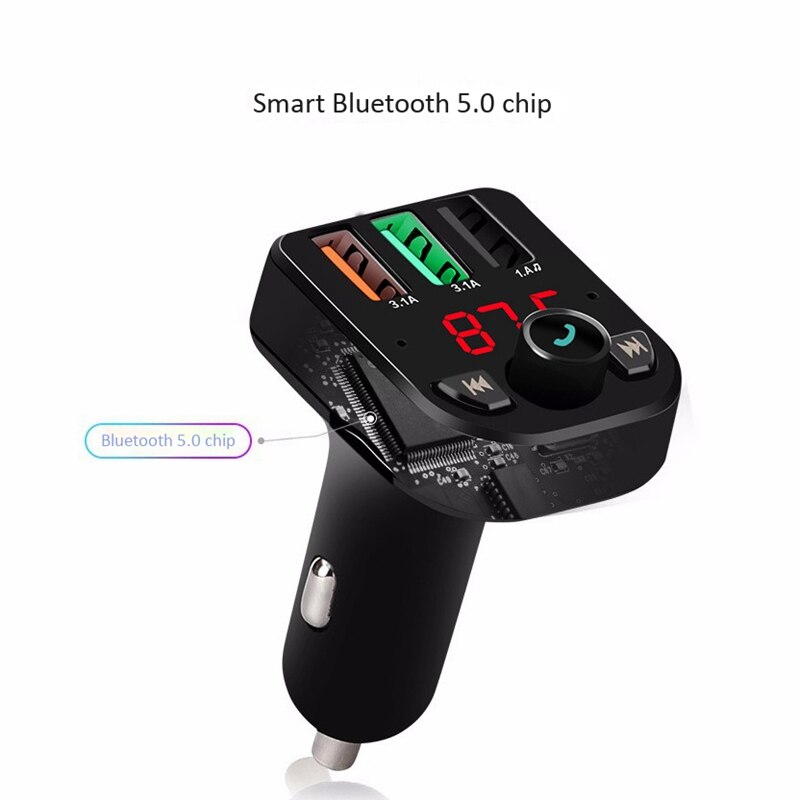 Bil bluetooth 5.0- afspiller, trådløs fm-sender, s... – Vicedeal