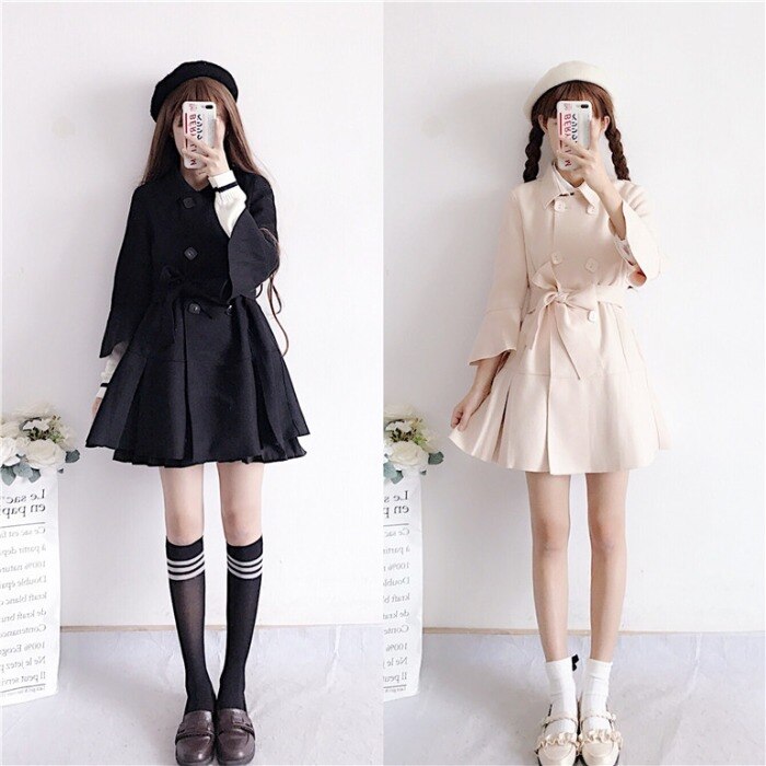Japanese Style Mid-Length Woolen Coat for Women Au... – Vicedeal
