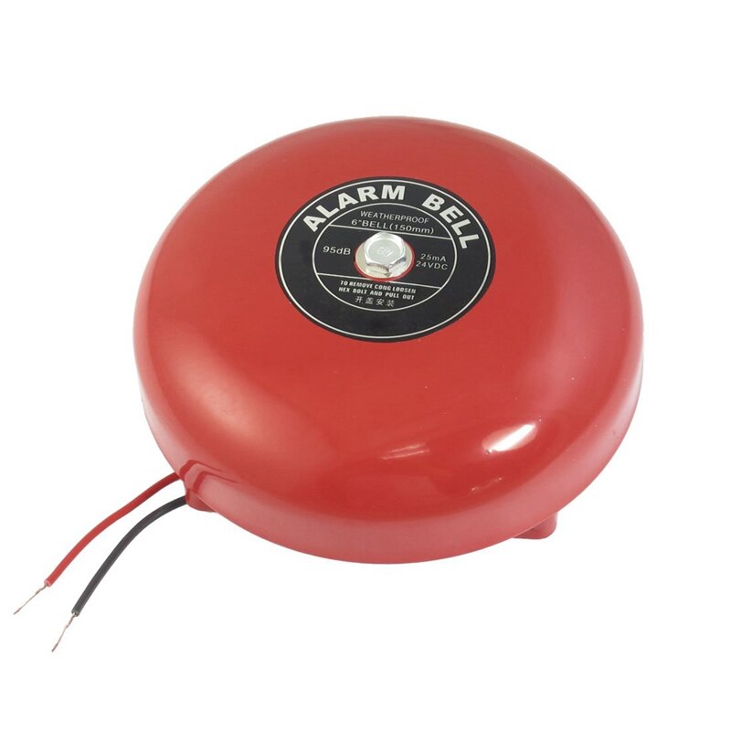 Electric Round Alarm Bell Red DC 24V 25mA 95db 150... – Grandado
