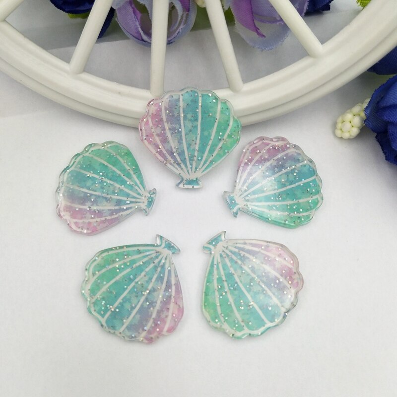 10pcs Colorful Glitter shell Flat back Acrylic she... – Grandado