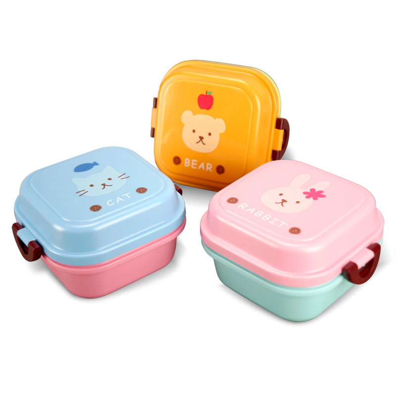 Cute Healthy Plastic Double Layer Lunch Box Cartoo... – Vicedeal