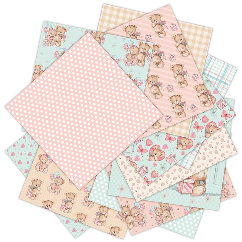 12pc petit ours patterned paper Scrapbooking paper... – Grandado