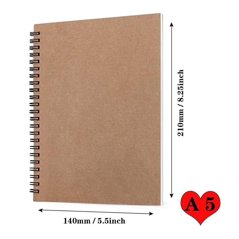 4 Pack A5 Kraft Cover Notepad Blank Paper Sketchbo... – Grandado