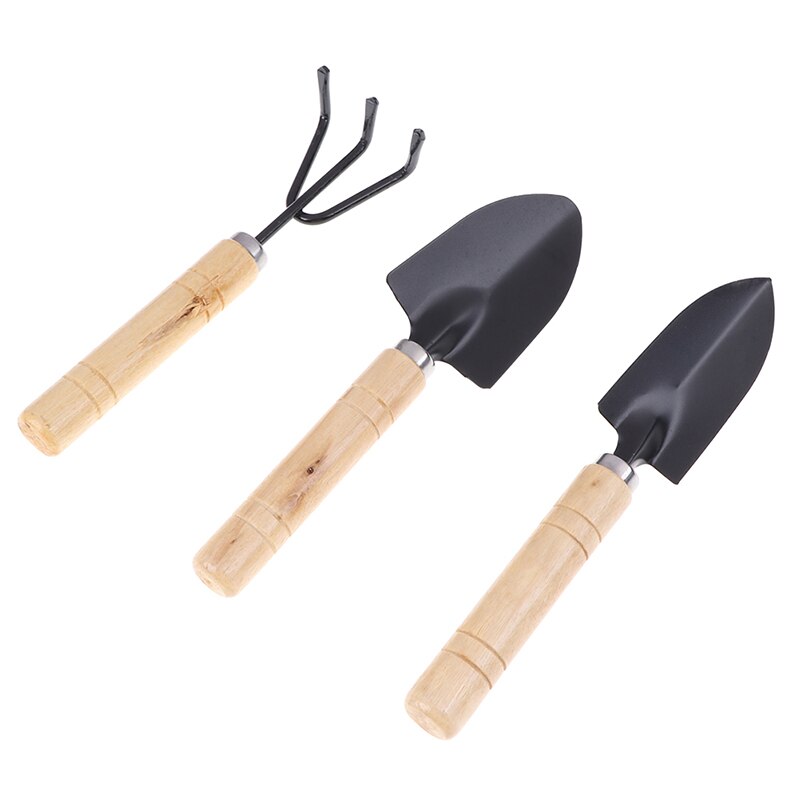 3Pcs/set Mini Wooden Handle Shovel Rake Spade Bons... – Grandado