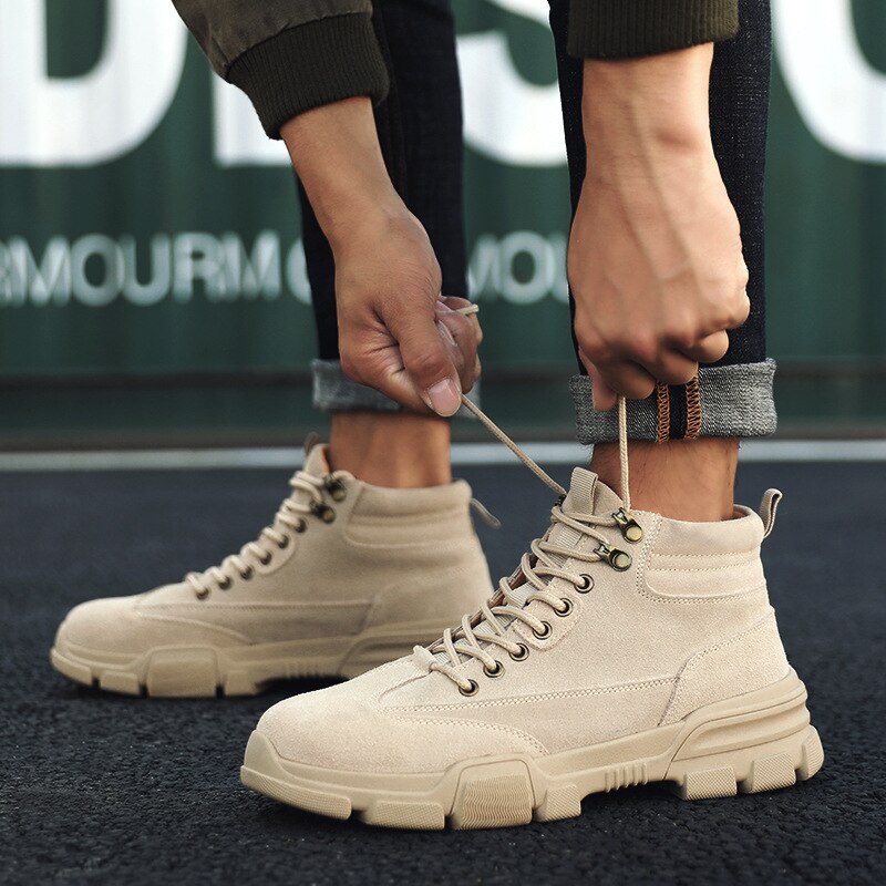 Suede Splicing Solid Color Classic Boots Men Hands... – Grandado