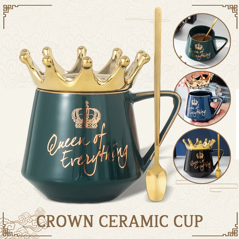 Nordic Stil Kreative Crown Becher Mit Löffel Decke... – Vicedeal