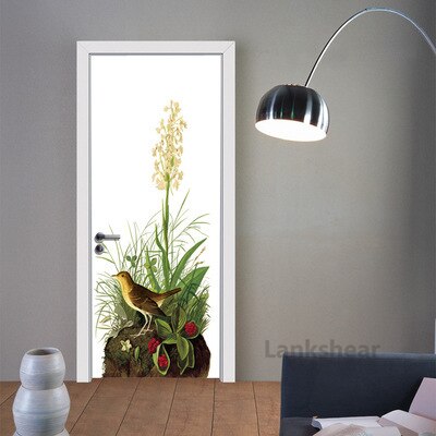 3D Door Stickers Bird Flower Bush PVC Waterproof W... – Grandado