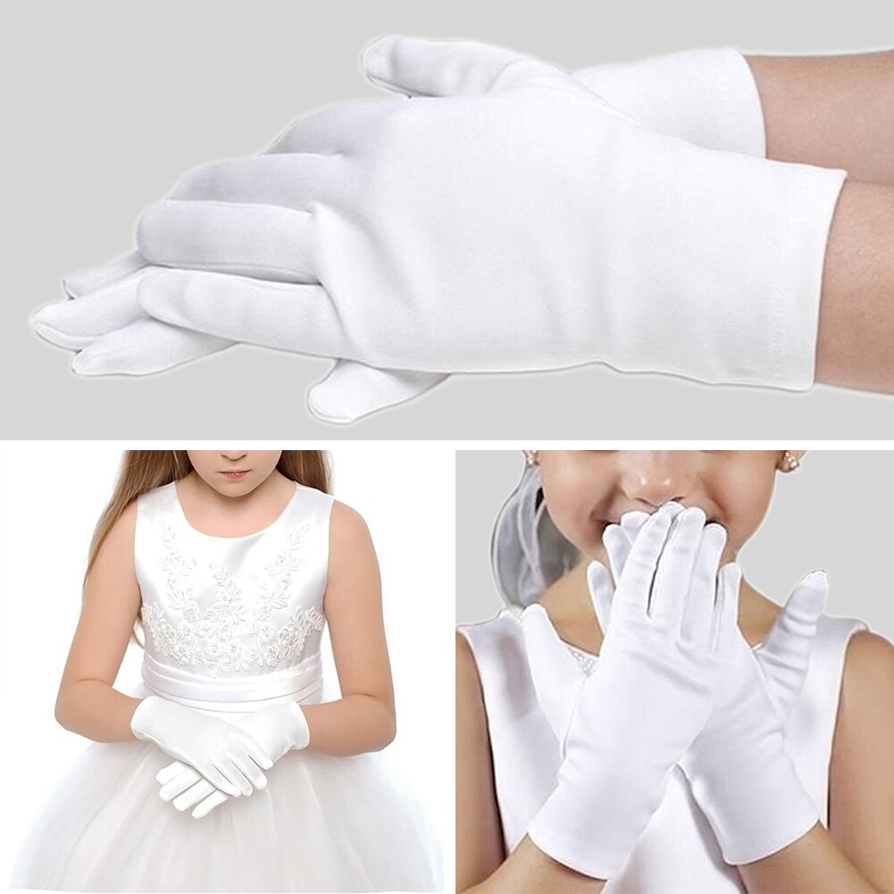 White Performance Gloves Sweet Party Kids Gloves S... – Grandado