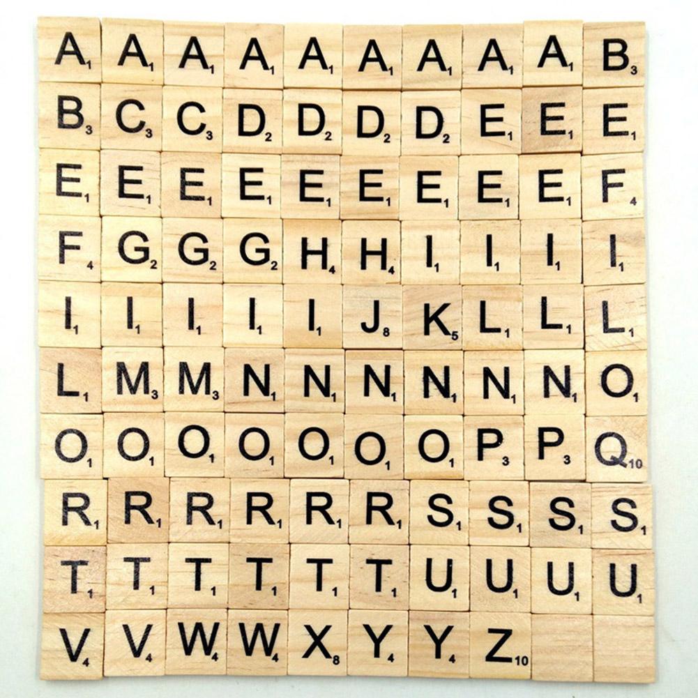 100Pcs Wooden Tiles CapitalLetters A-Z Alphabet Bo... – Grandado