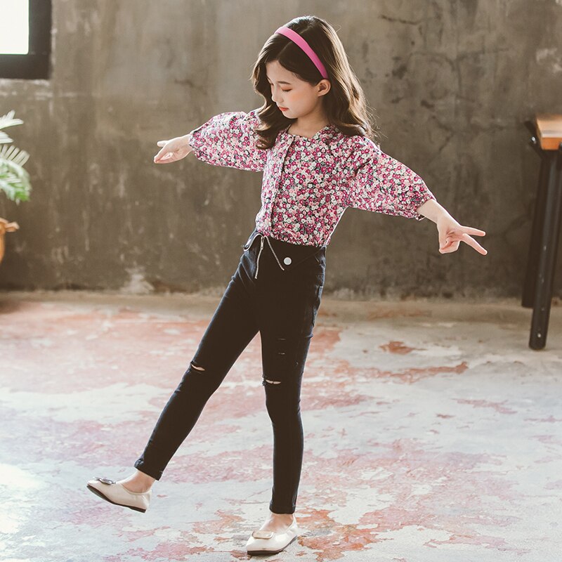 Hole girls Jeans Spring Denim Skinny Trousers Zipp... – Grandado