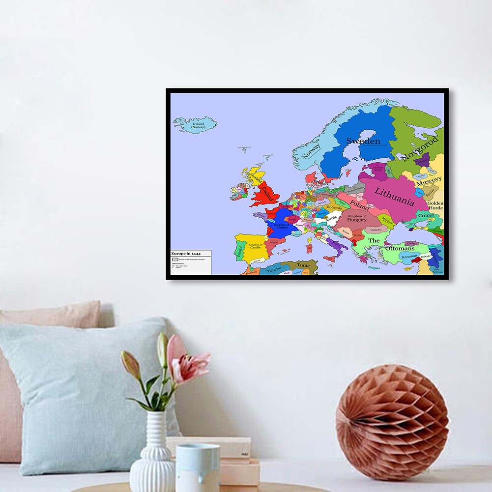 84*59 cm The 1444 Year Europe Retro Map Vintage Ca... – Grandado