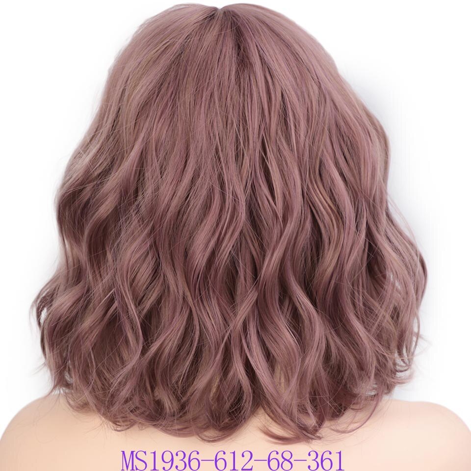 I's a wig Short Water Wave Wig with Bangs Mix Purp... – Grandado
