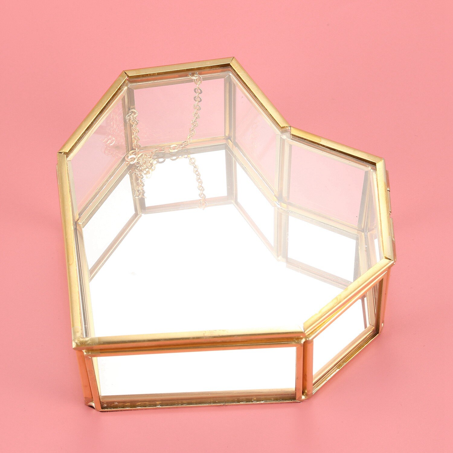 Flip Love Heart Shaped Geometric Glass Jewelry Box... – Grandado