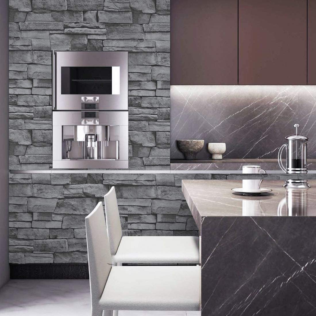 Luckyyj Grey Stone Behang Schil En Stok Behang 3D ... – Vicedeal