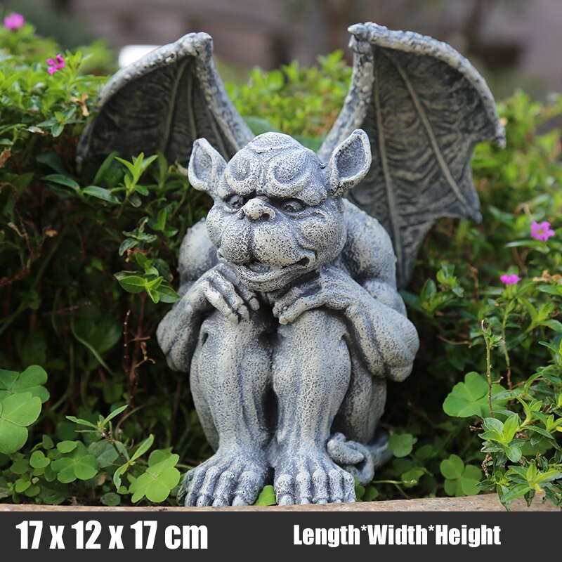 Funny Monster Garden Resin Statue Flying Demon Scu... – Grandado
