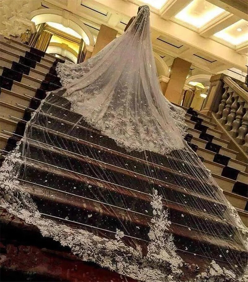 Bridal Veil Sequins Lace Edge White Wedding Veil f... – Vicedeal