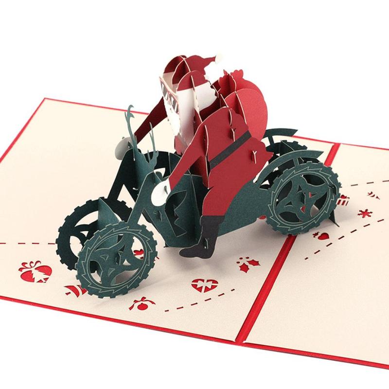 1 Pc Christmas Card Santa Claus Riding Motorcycle ... – Vicedeal
