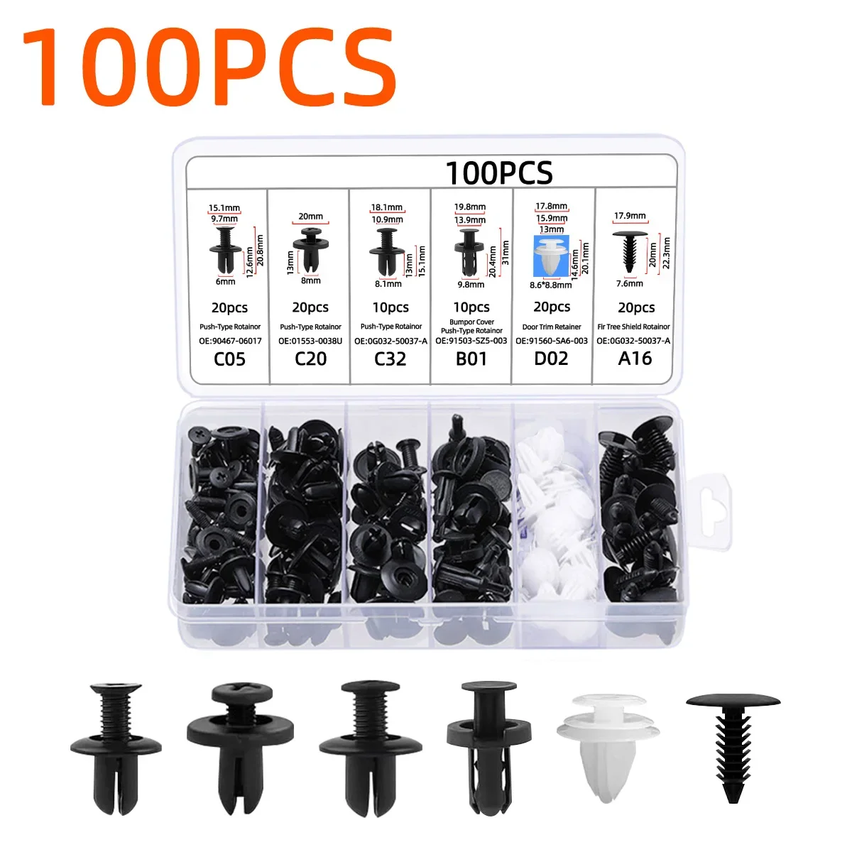 Auto Plastic Bumper Fastener Rivet Retainer Push T... – Grandado
