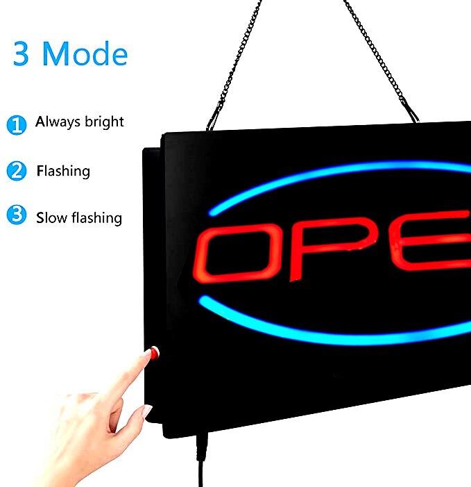 Resin Neon Open Sign for Business, 3 Modes Light S... – Grandado