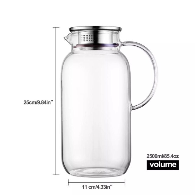 2500ml Water Kettle Transparent Borosilicat Glass ... – Grandado