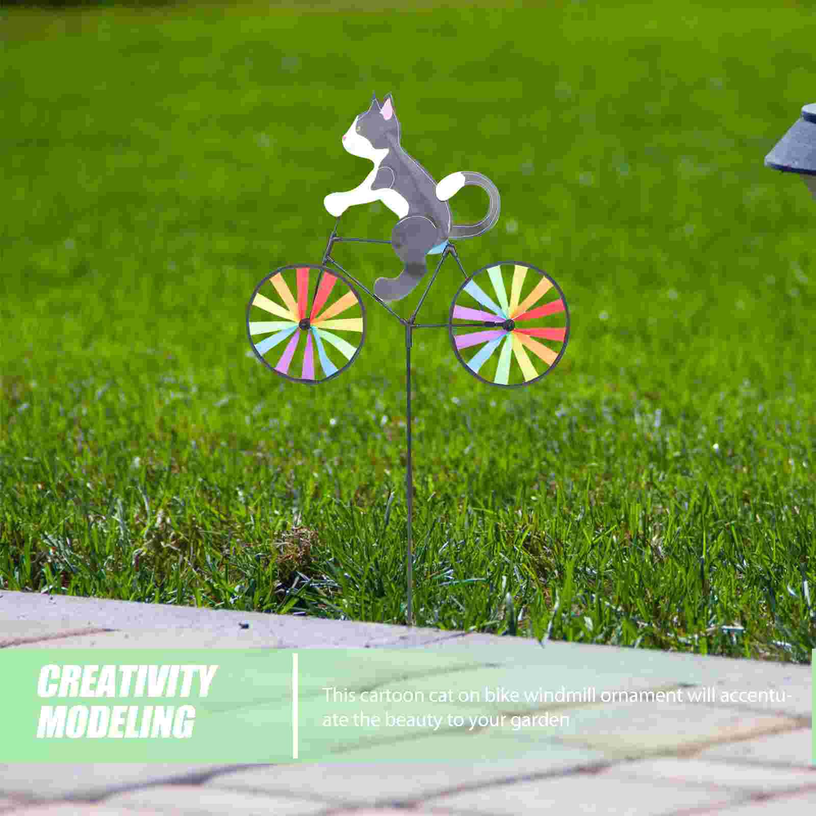 Windmill Garden Wheels Lovely 3d Cat on Bike Windm... – Grandado