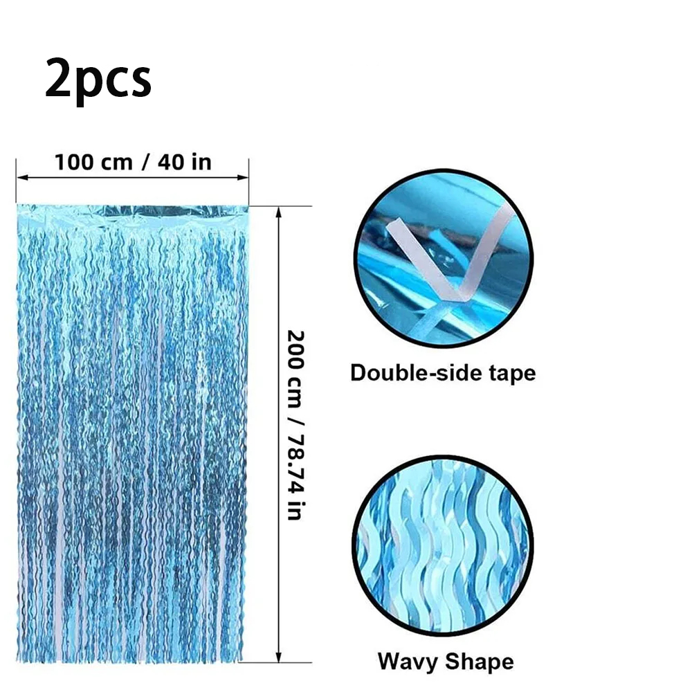 2pcs blue wave patterned curved blade rain curtain... – Grandado
