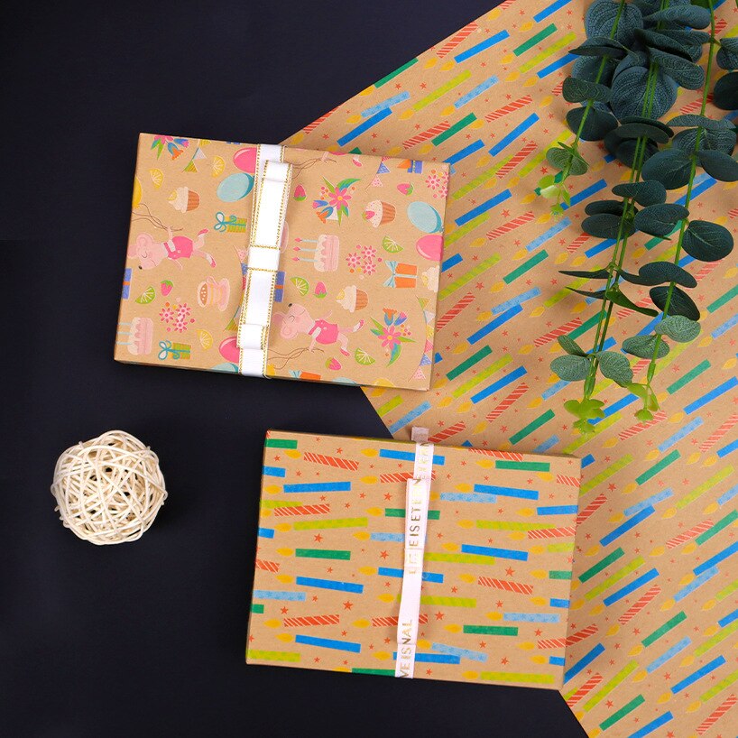 50*70cm Colorful Kraft Wrapping Paper Wedding Gree... – Grandado
