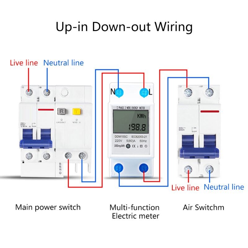 Digital energimåler 1 fase 2 ledninger 5(80) en di... – Grandado