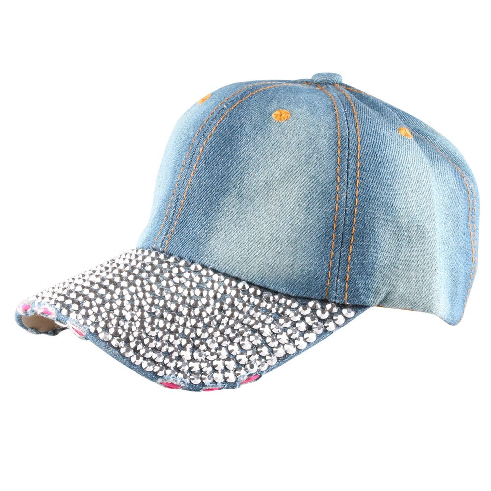 Vrouwen Mannen Strass Denim Baseball Cap Unisex Sn... – Vicedeal
