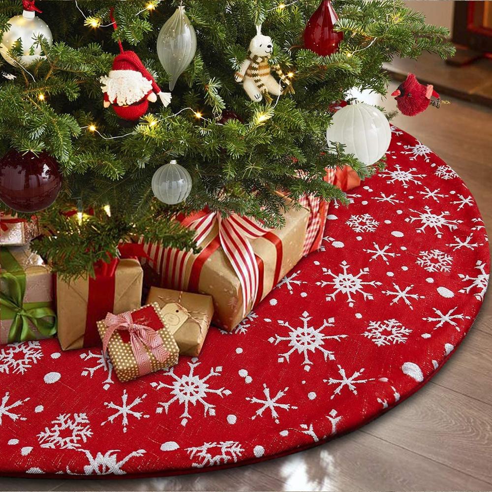 48 Inch Red Christmas Tree Skirt Snowflakes Tree S... – Grandado