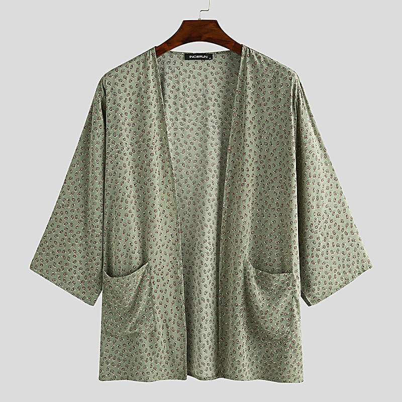 2020 moda impresso camisa masculina 3/4 manga aber... – Vicedeal