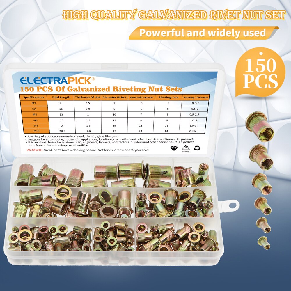 175pcs Zinc Plated Rivetnuts Blind Set Nutserts Th... – Grandado