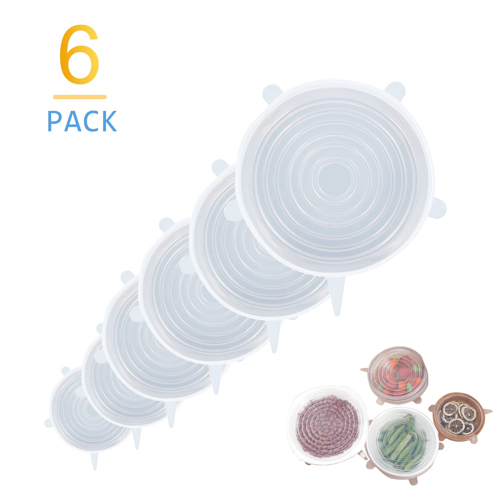 6pcs Stretch Lids Silicone Stretch Lids Reusable L... – Grandado