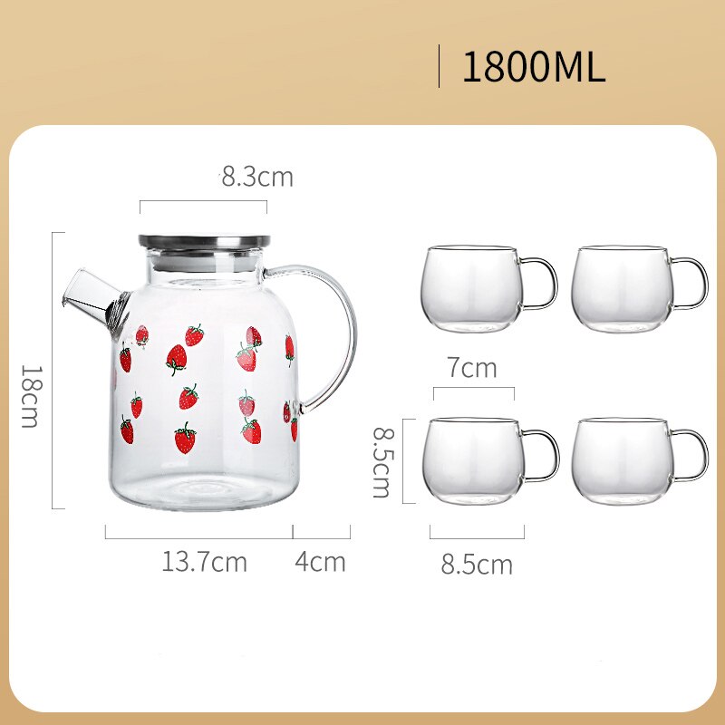 Water Jug Glass Water Pitcher Strawberry My Water ... – Grandado
