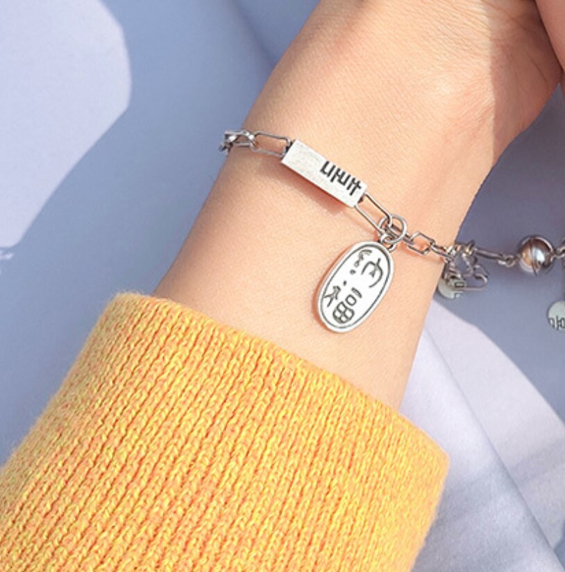925 Sterling Silver Lucky Matching Bangle Bracelet... – Vicedeal