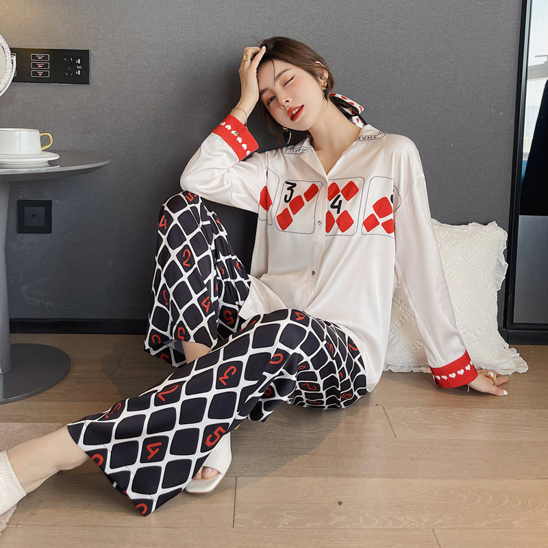Ice silk Pajamas Home Wear Women Satin Sleepwear c... – Grandado